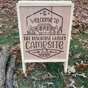 Personalized LED Family Campsite Sign Lighted Wooden Camping Custom ...