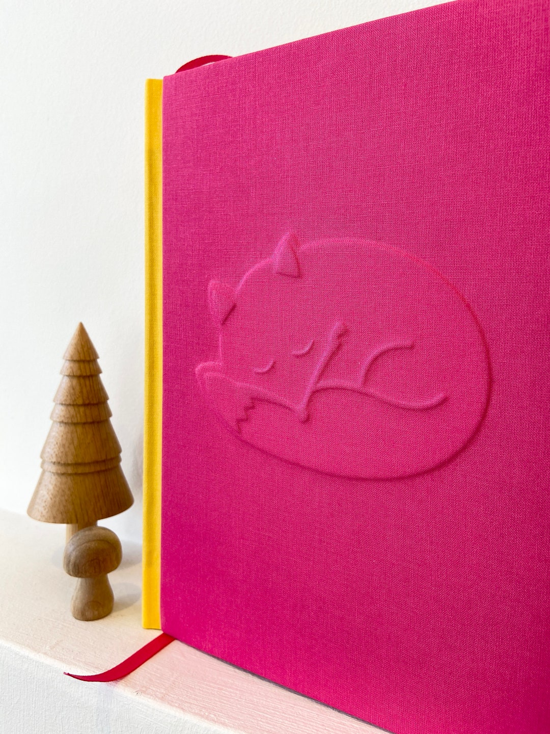 Pink Multicoloured Embossed Fox Handmade Medium Sketchbook, A5 Hard ...