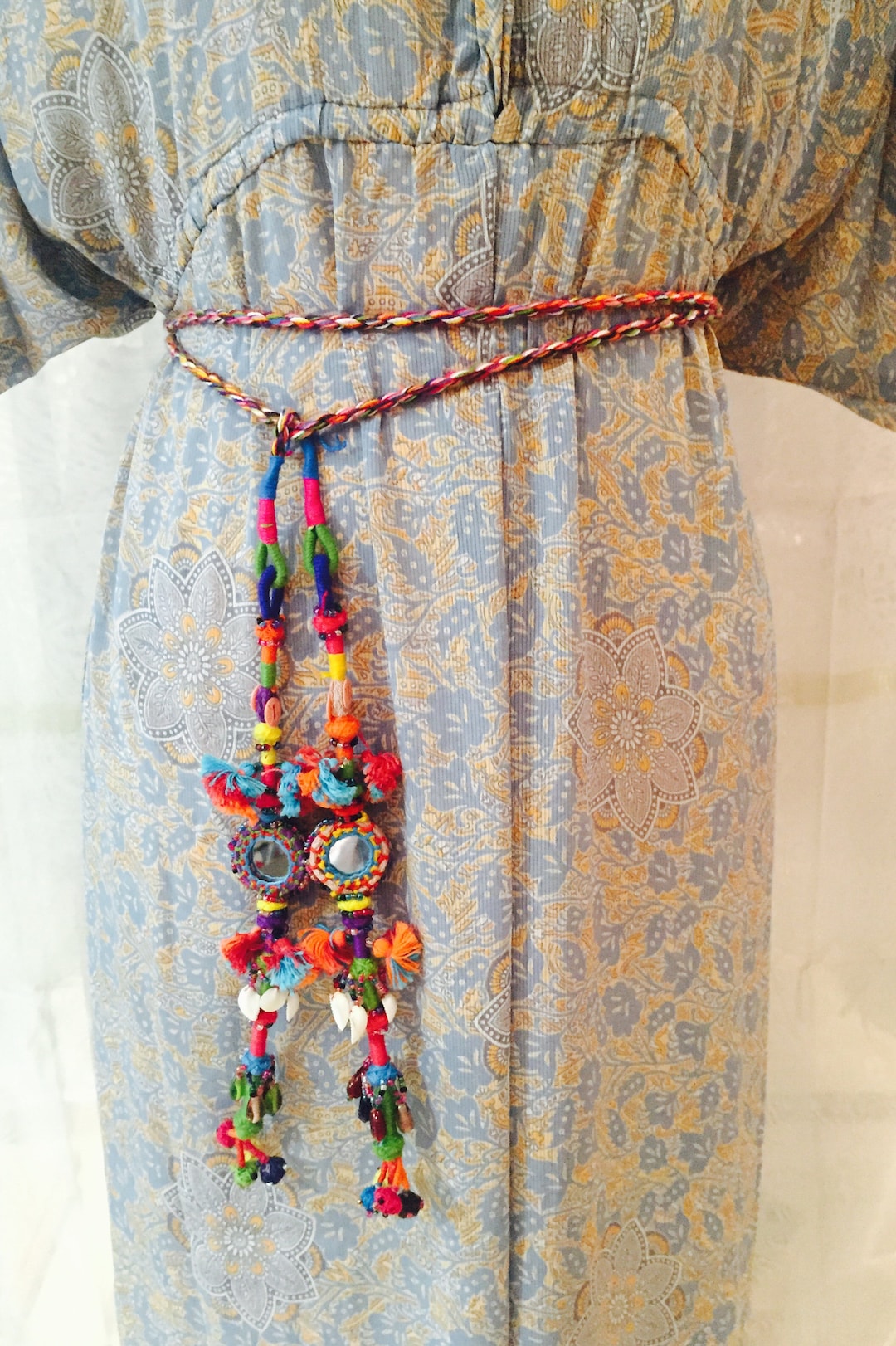 Thin Ethnic Belt With Mirrors, Shells and Fringes. Boho Belt. Hippie ...