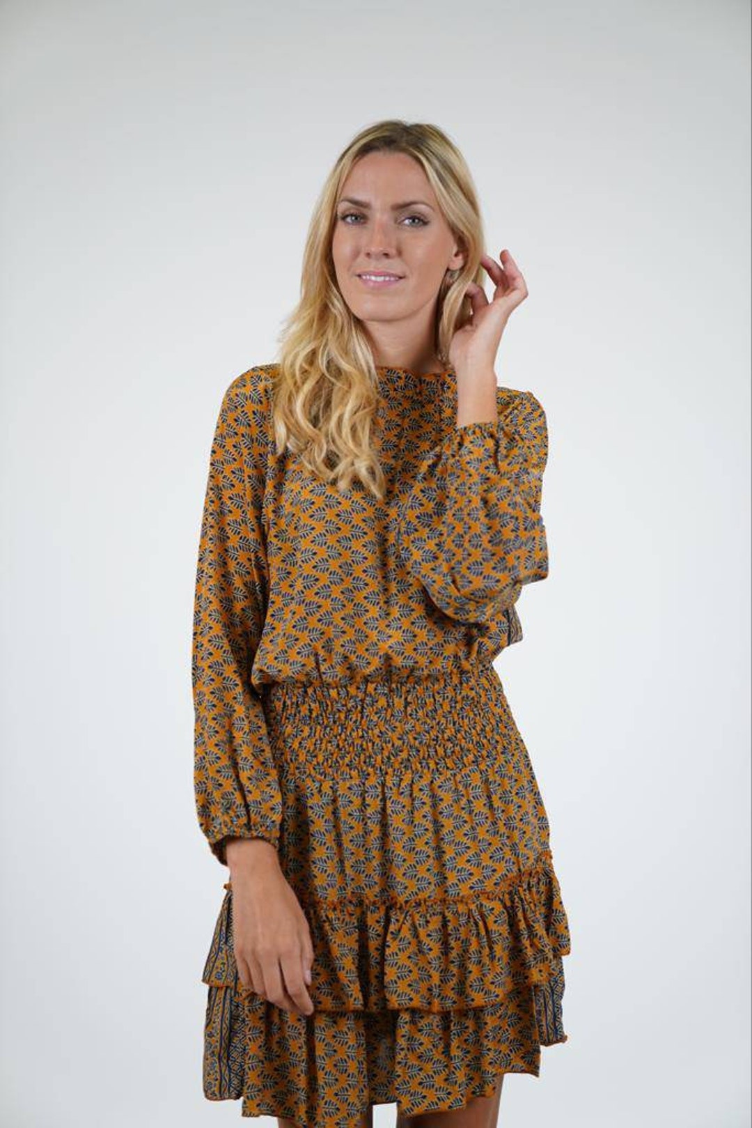 Midi Dress With Double Ruffle Skirt - Etsy