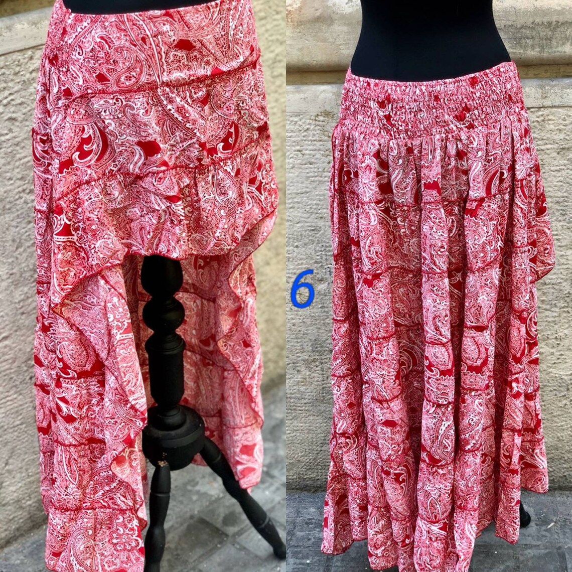 Falda crepe gypsy asimétrica | Etsy