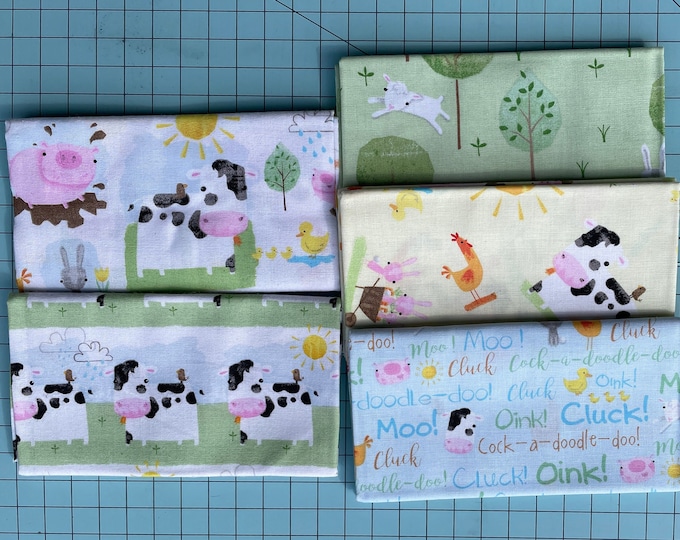 Pastel Farm Animal Fat Quarter Set of 5 - Etsy