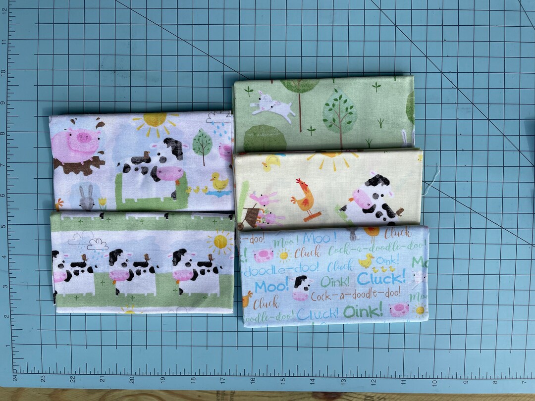 Pastel Farm Animal Fat Quarter Set of 5 - Etsy