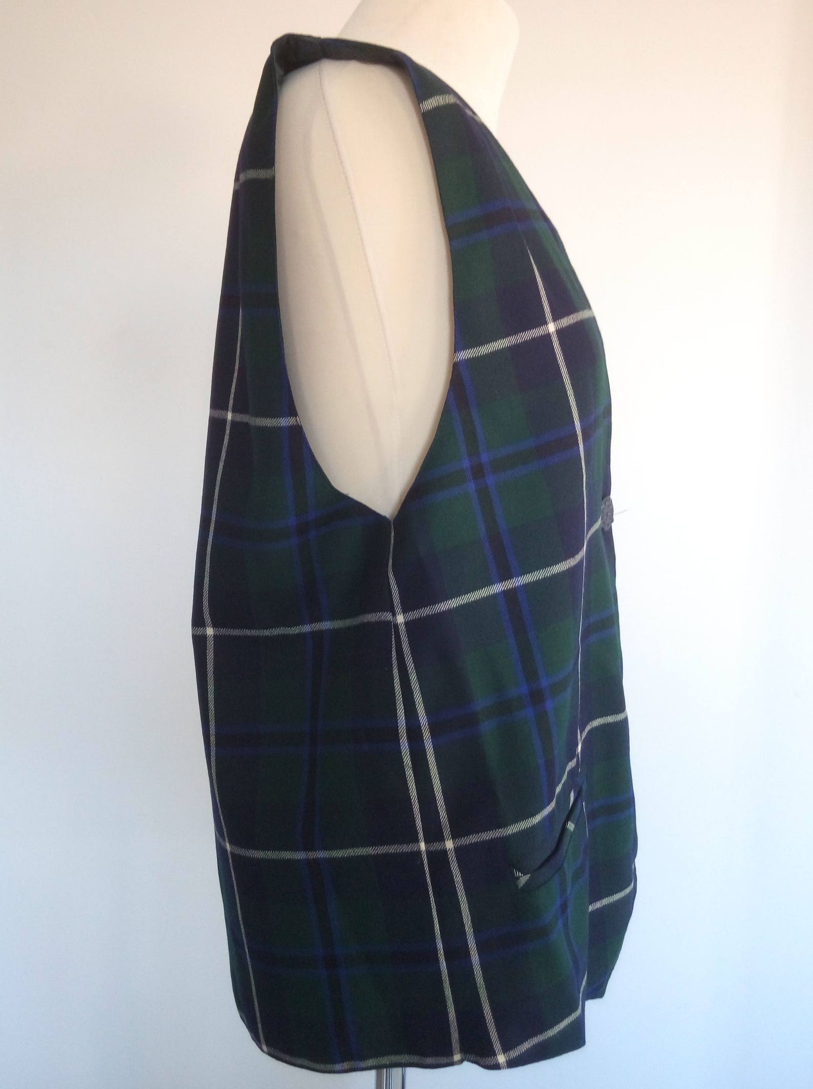 Vintage Checkered Vest, Blue and Green Checkered Vest, Plaid Vest ...