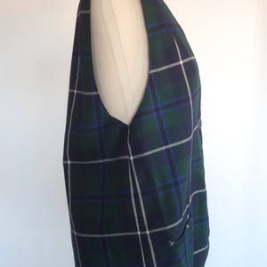 Vintage Checkered Vest, Blue and Green Checkered Vest, Plaid Vest ...