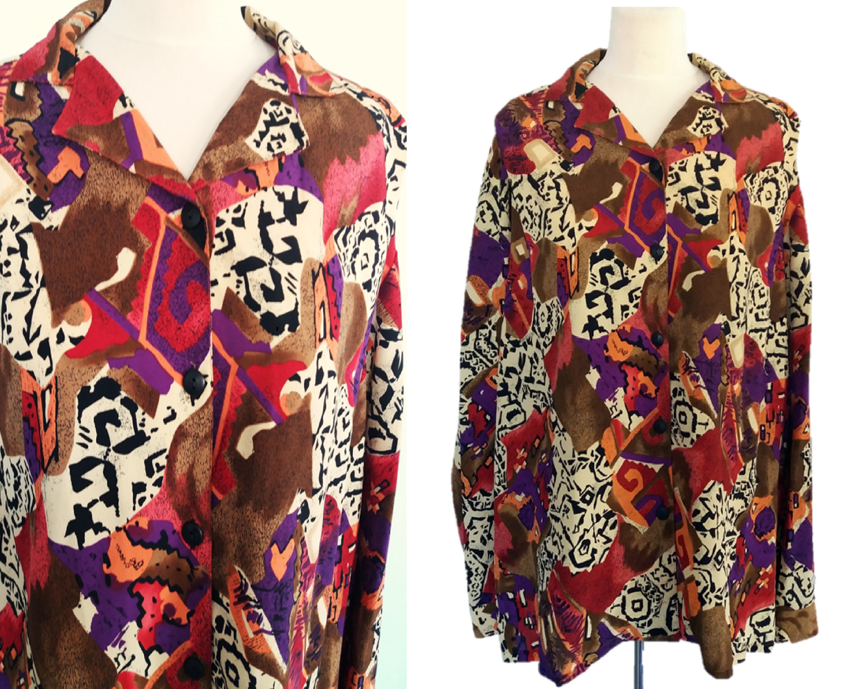 Multi Color Button Down Shirt Long Sleeves Blouse Ethnic - Etsy UK