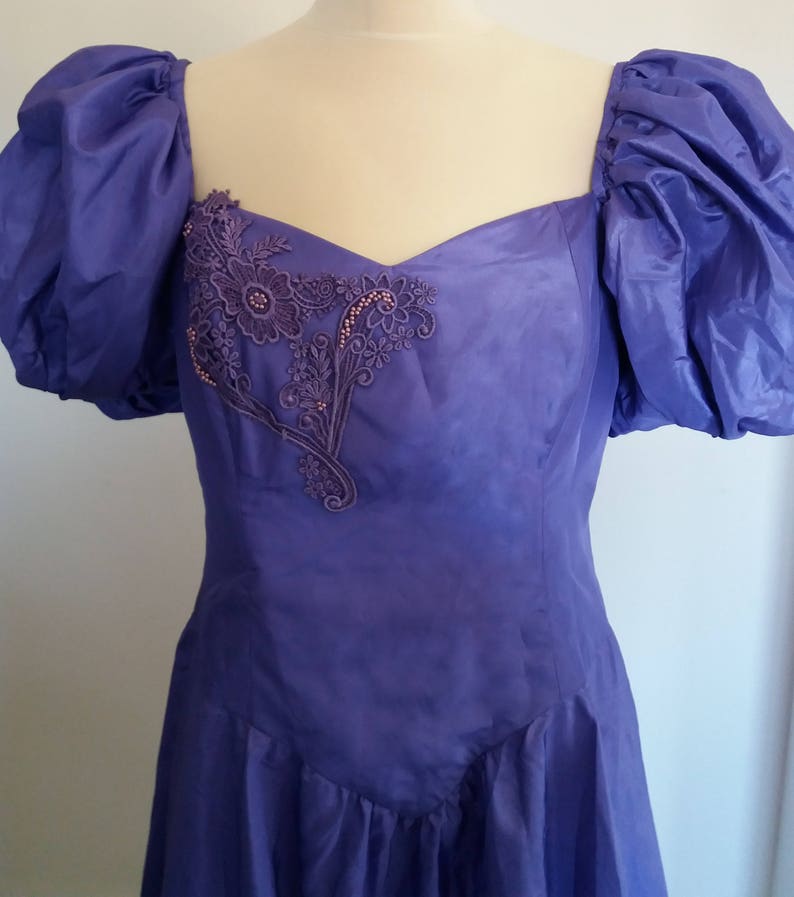 80's Prom Taffeta Purple, Huge Poof Sleeves, Pageant Party Princess ...