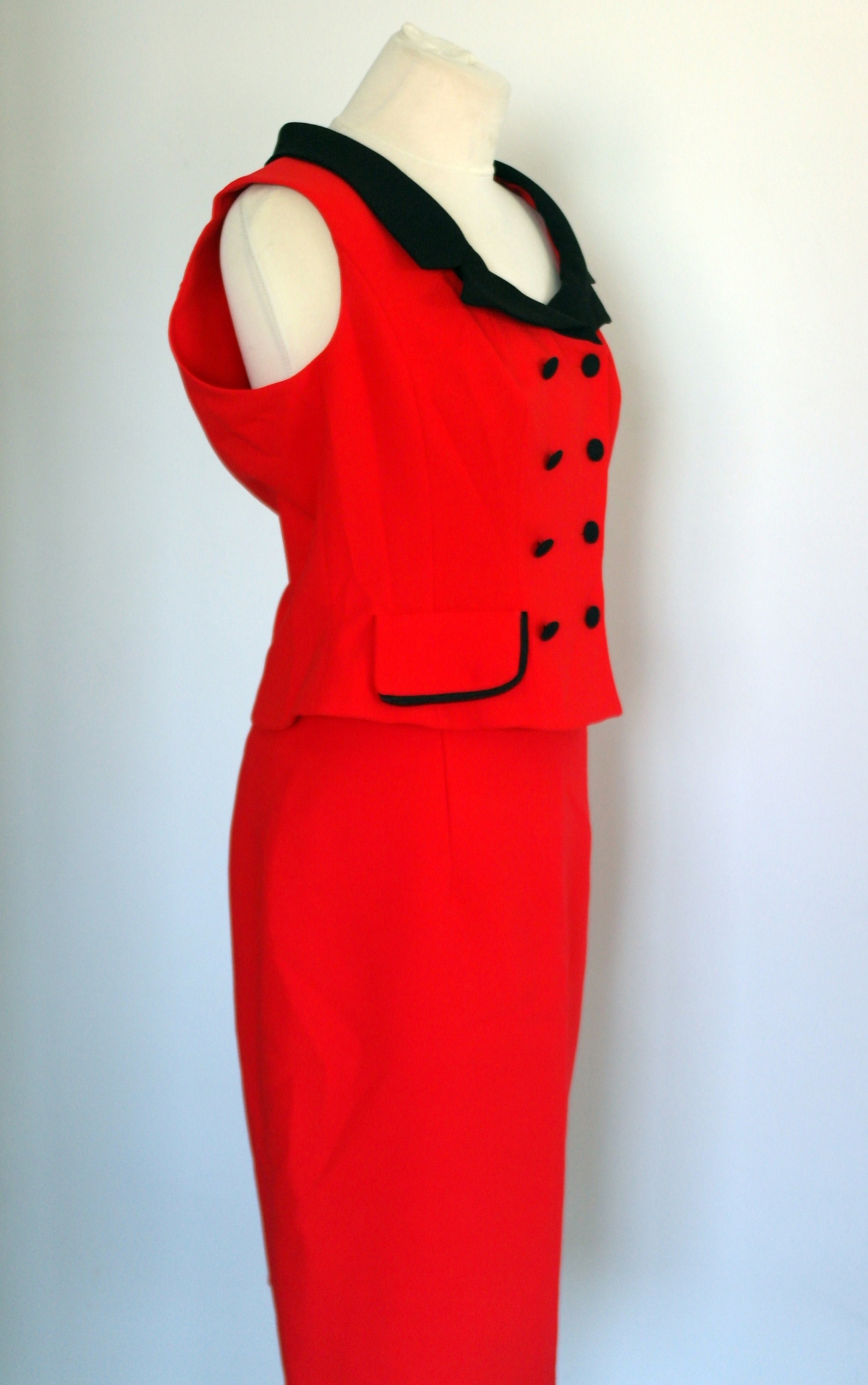 Noiritano by Karess Paris, Vintage Woman's Red Skirt Suit, 80's Skirt ...