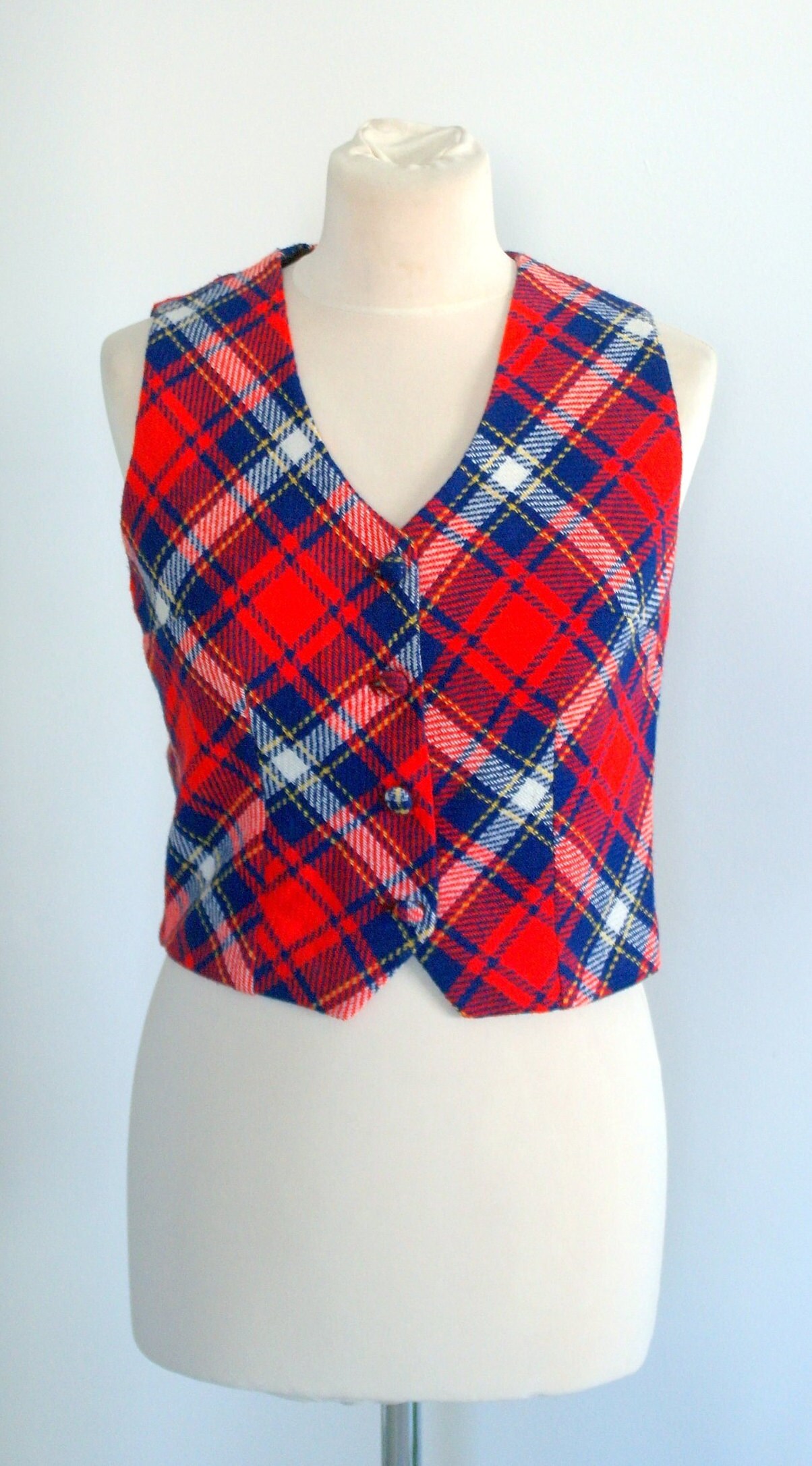 Plaid Vest, Red and Blue Checkered Vest, Red Checkered Vest, Check Vest ...