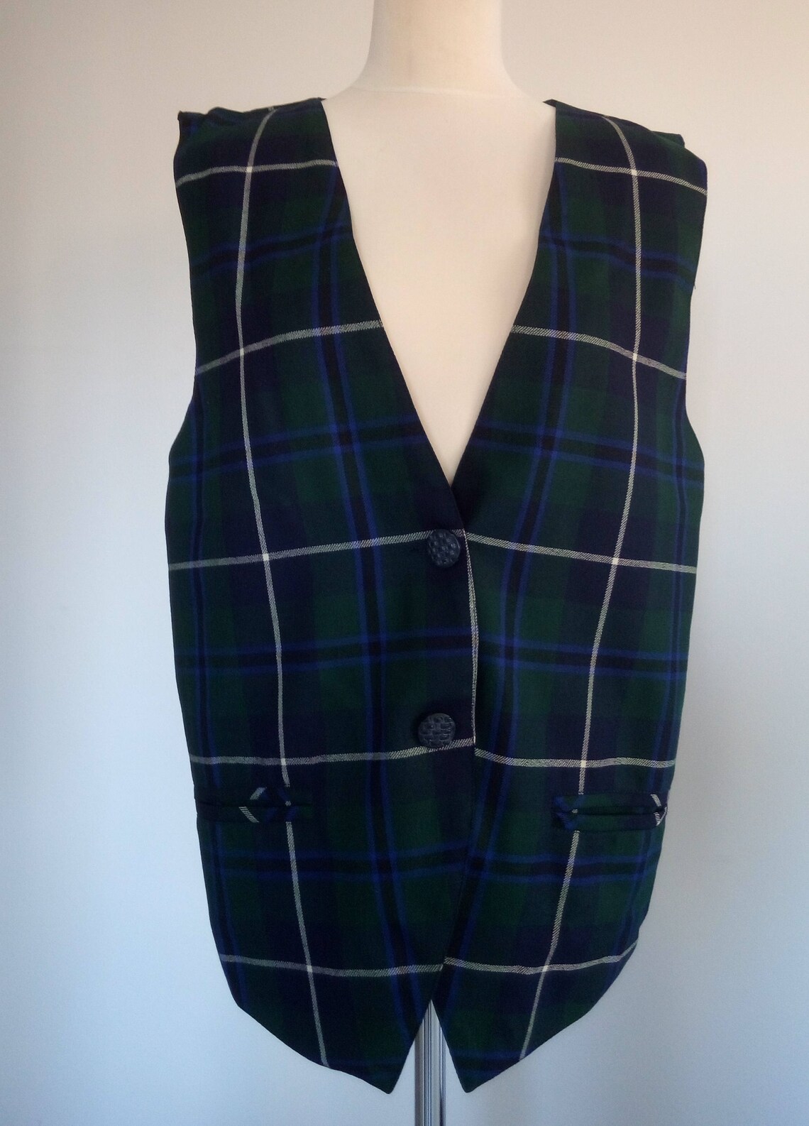Vintage Checkered Vest Blue and Green Checkered Vest Plaid - Etsy Sweden