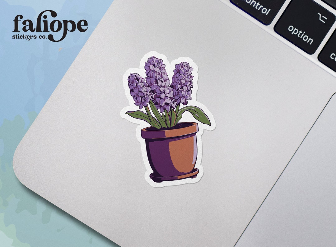 Hyacinth Sticker, Purple Flower Stickers, Potted Flower, Waterproof ...