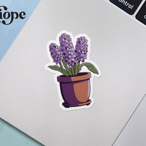 Hyacinth Sticker, Purple Flower Stickers, Potted Flower, Waterproof ...