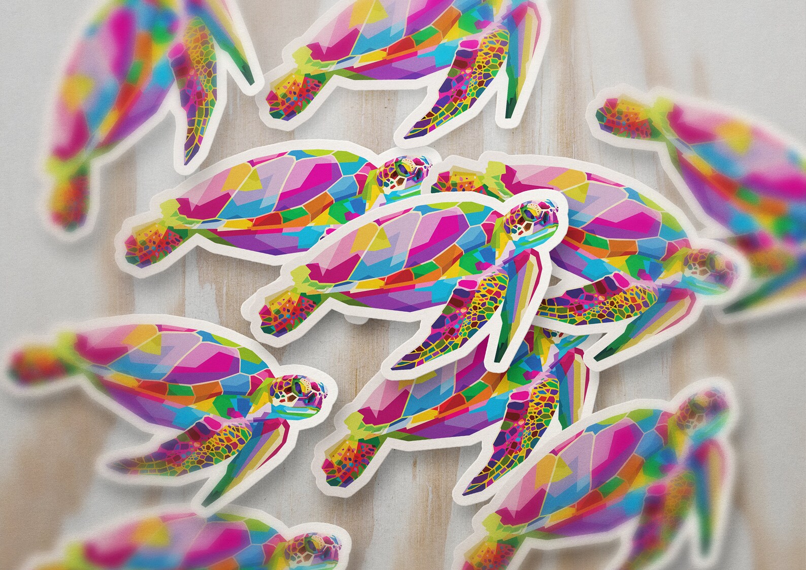 Colorful Sea Turtle Sticker Loggerhead Turtle Decal | Etsy