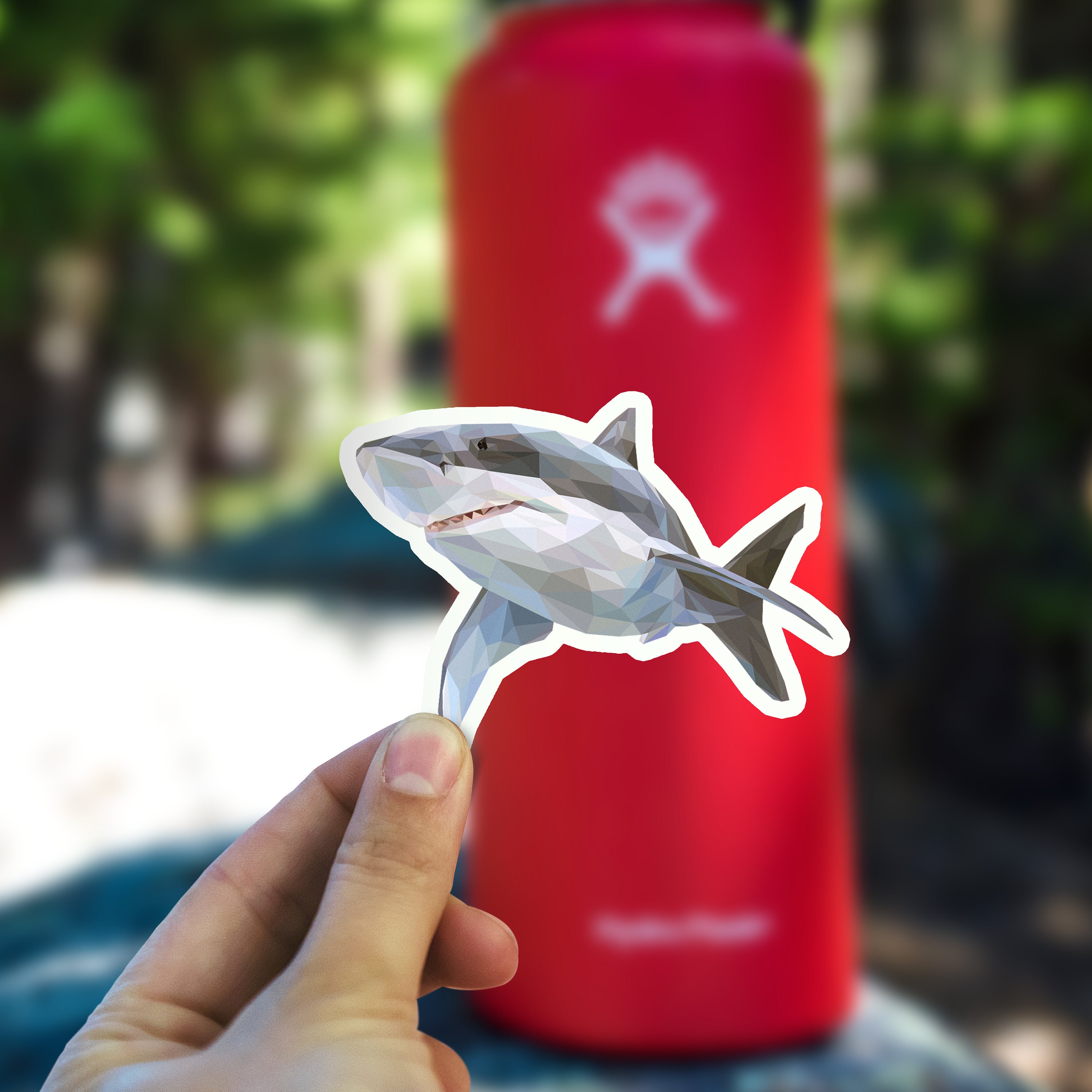 Geometric Great White Shark Sticker Week of Sharks - Etsy