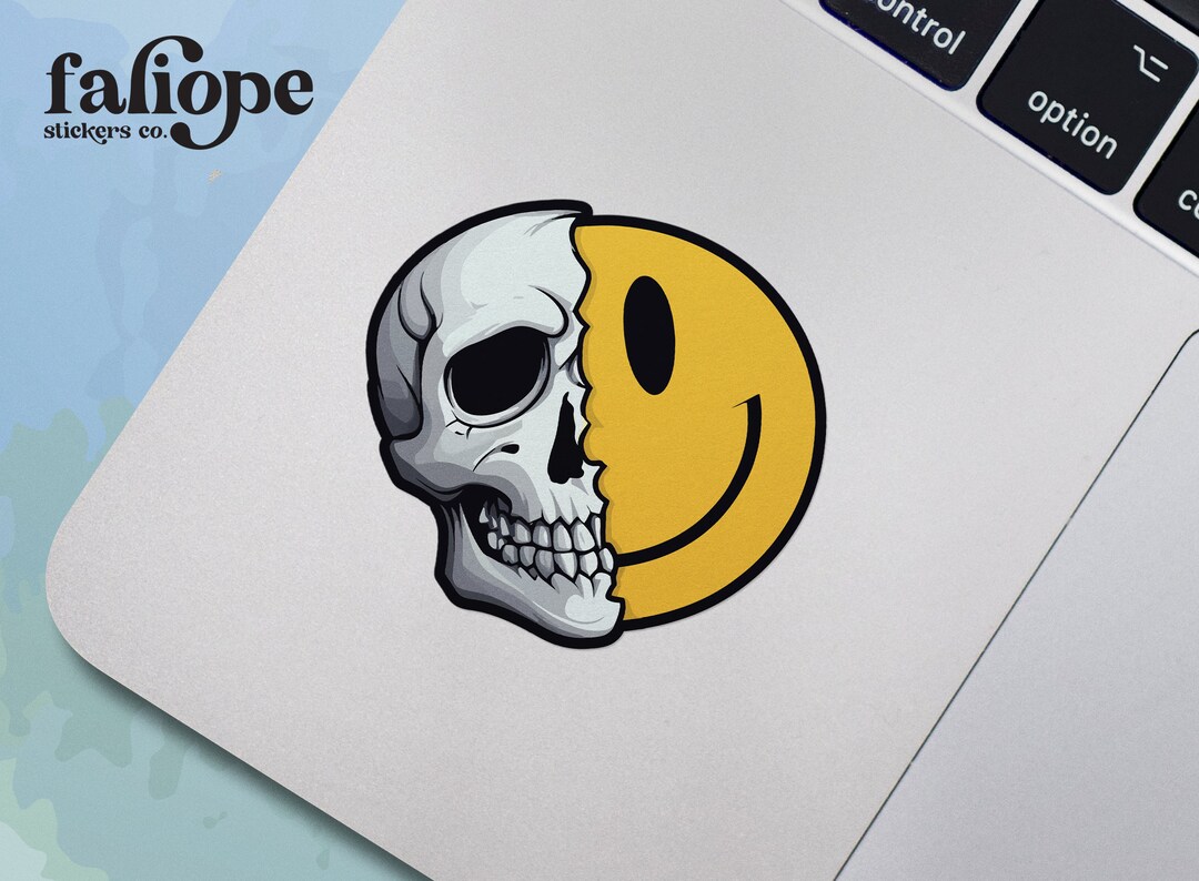 Dual Face Smiley Sticker, Two Faced Smile, Skeleton Smiley Face, Two ...