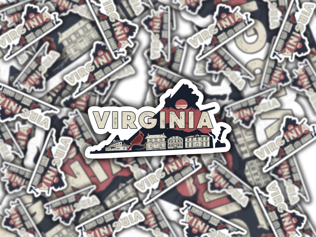 Virginia State Retro Travel Souvenir Design Sticker, VA Keepsake, Love ...