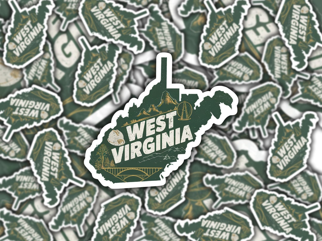 West Virginia State Retro Travel Souvenir Design Sticker, WV Keepsake ...