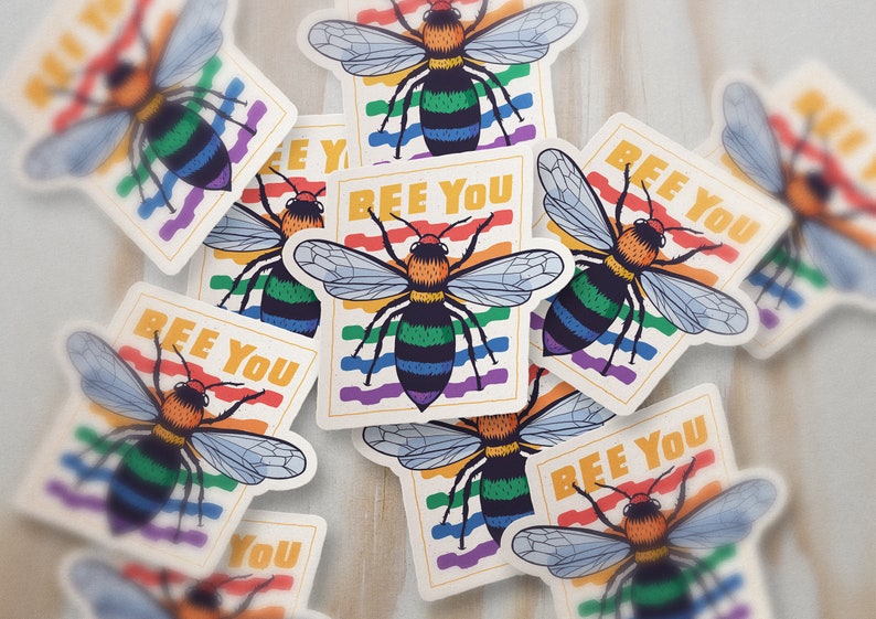 Bee You Sticker Be You Sticker Rainbow Gay Pride - Etsy
