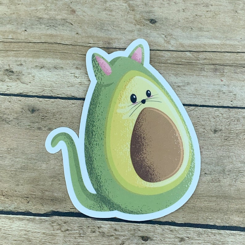 Funny Cat Avocado Sticker Avocato Decal Waterproof Vinyl - Etsy