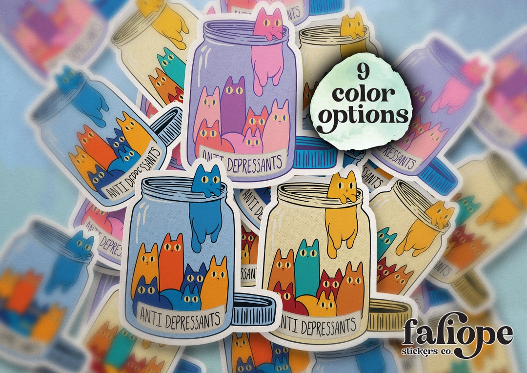 Jar of Kittens Sticker Funny Cat Sticker Anti-depressant - Etsy