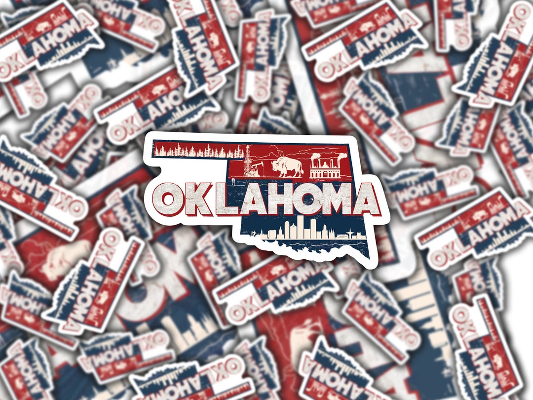 Oklahoma State Retro Travel Souvenir Design Sticker, OK Keepsake, Love ...