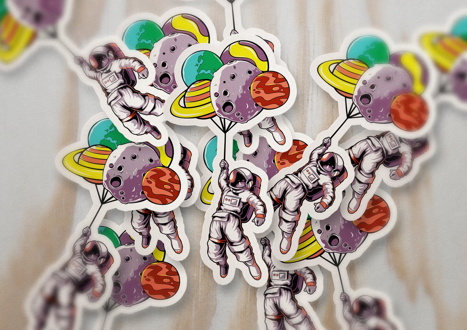 Floating Astronaut Sticker Outer Space Decal Colorful - Etsy