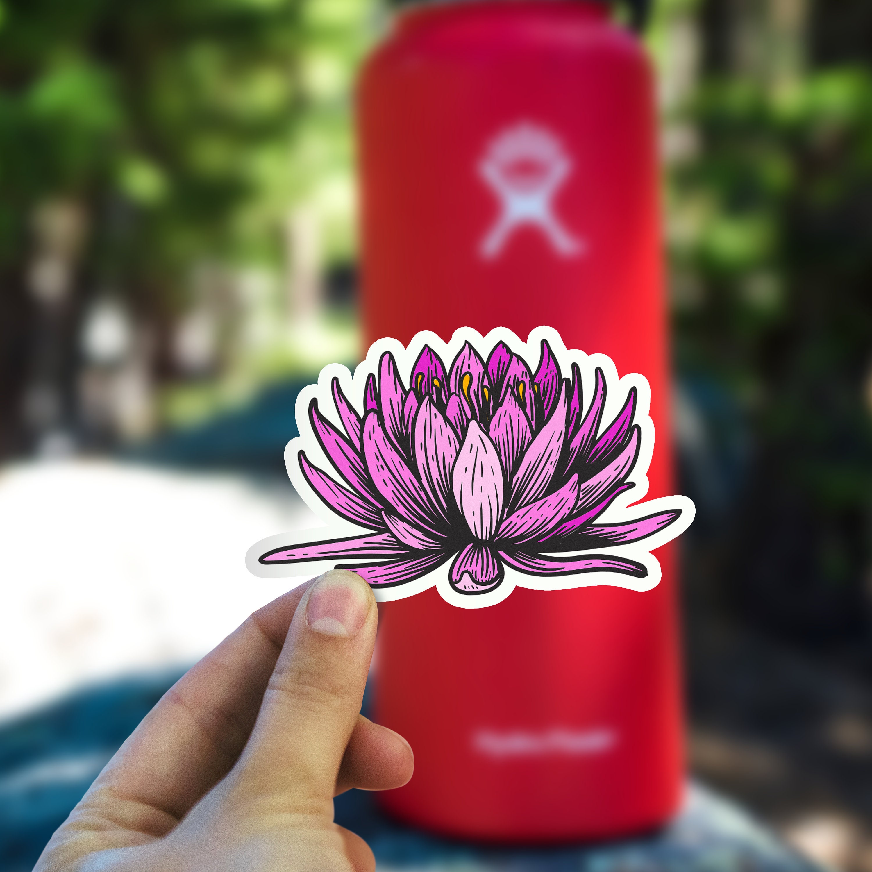 Lotus Sticker Pink Lotus Flower Decal Waterproof Vinyl - Etsy