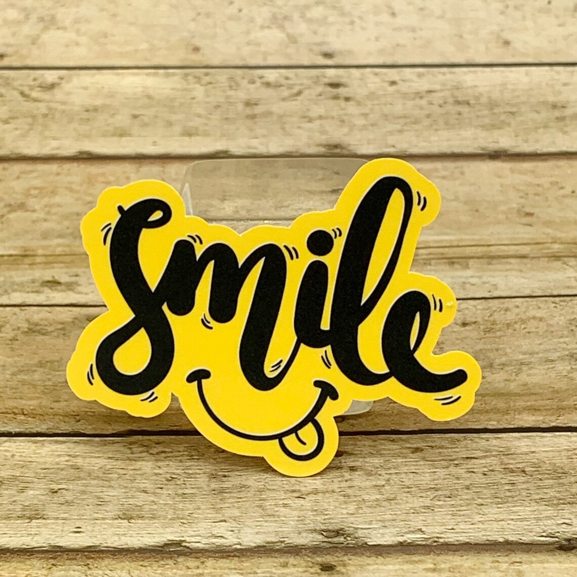 Yellow Smile Sticker, Retro Decal, Hand Lettered, Waterproof Vinyl ...