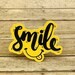 Yellow Smile Sticker, Retro Decal, Hand Lettered, Waterproof Vinyl ...