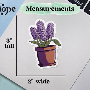 Hyacinth Sticker, Purple Flower Stickers, Potted Flower, Waterproof ...