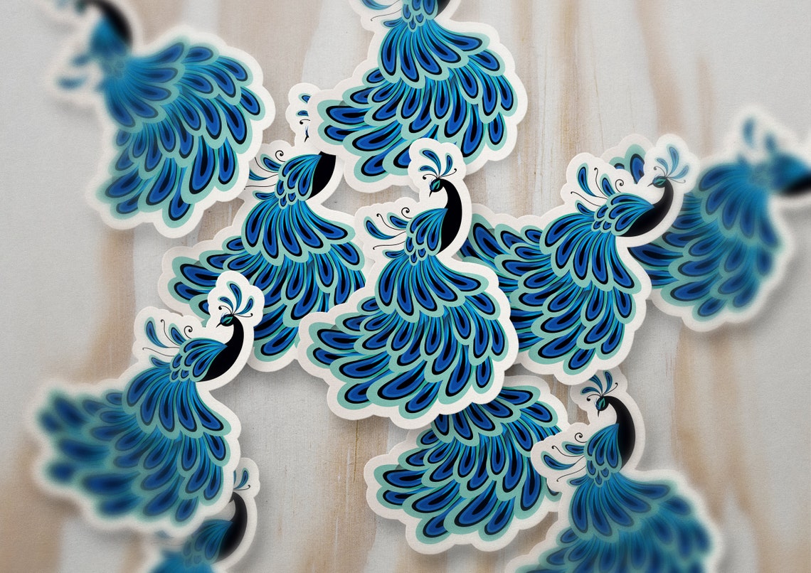 Artistic Peacock Sticker Modern Peacock Decal Waterproof - Etsy