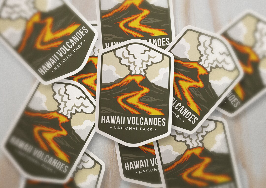 Hawaii Volcanoes National Park Badge Sticker, US National Parks Decal ...