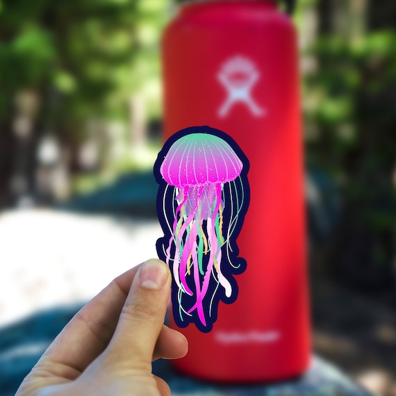 Neon Jellyfish Sticker Jellyfish Decal Waterproof Vinyl | Etsy
