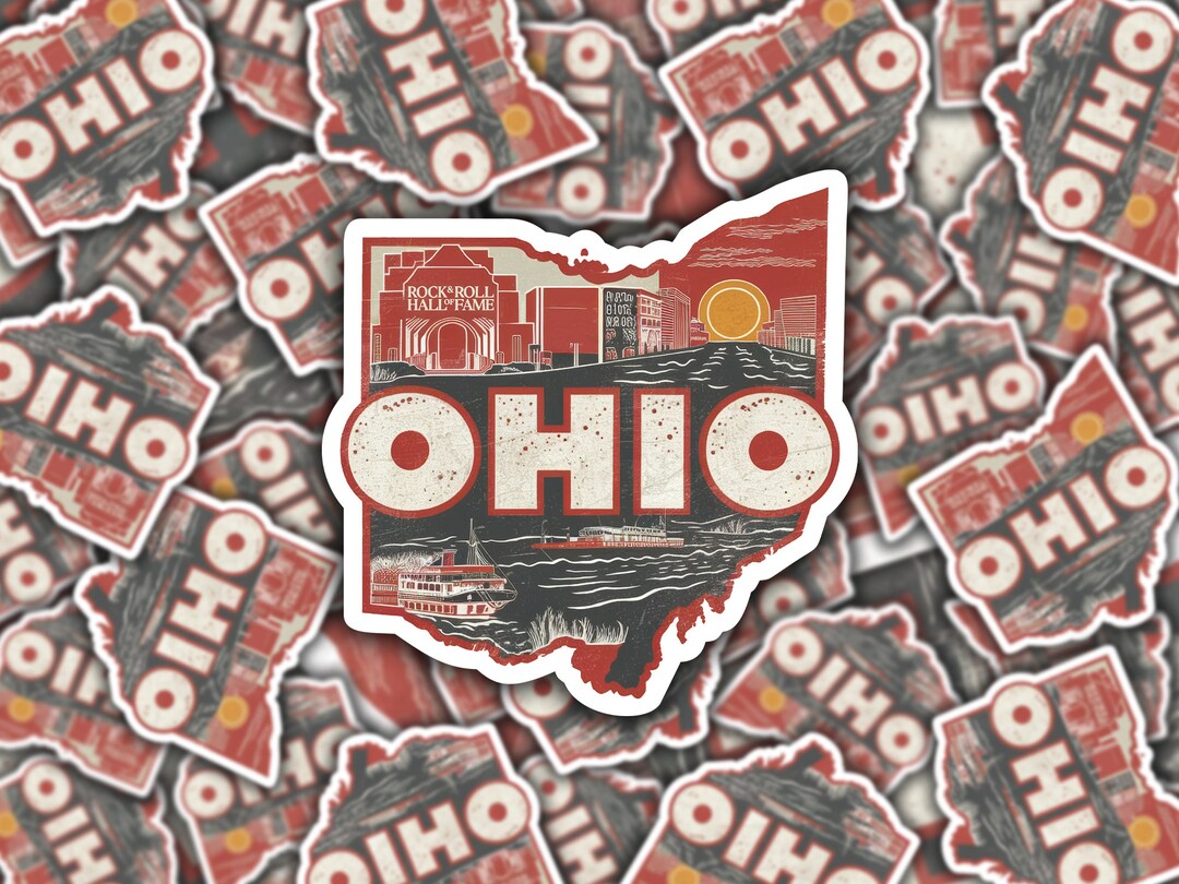 Ohio State Retro Travel Souvenir Design Sticker, OH Keepsake, Love Ohio ...