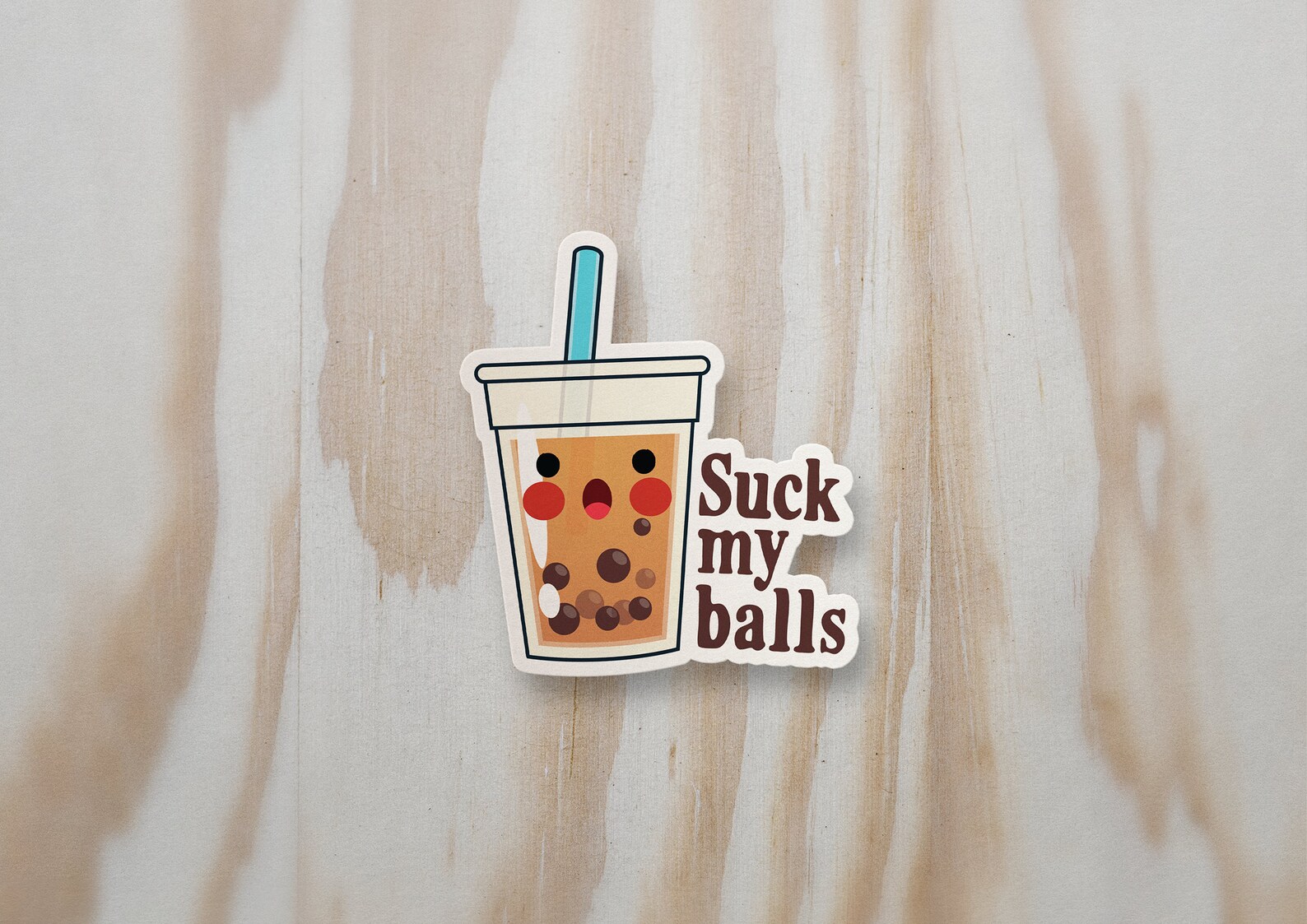 Suck My Balls Boba Tea Sticker Funny Inappropriate Bubble - Etsy