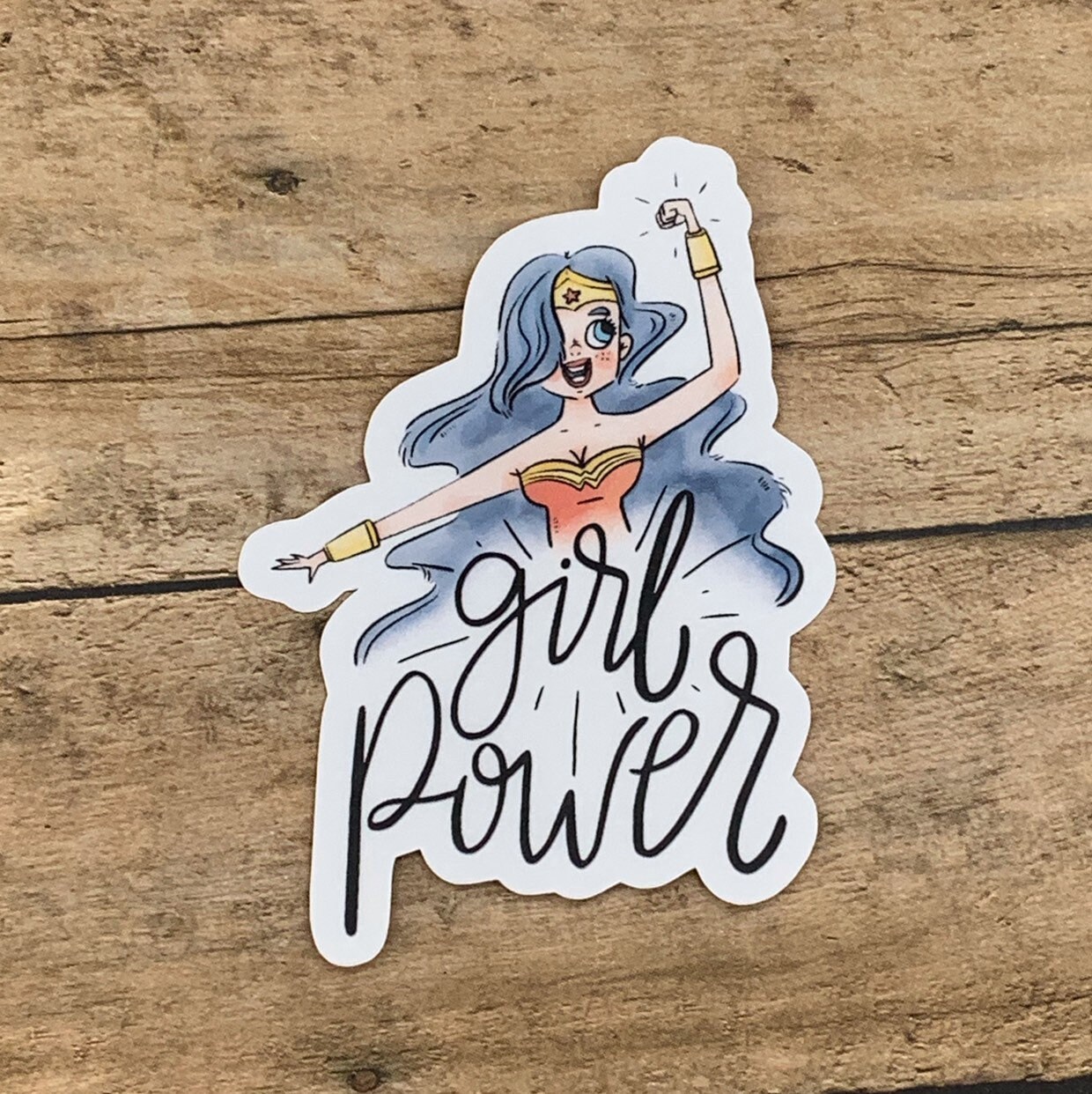 Girl Power Sticker Super Hero Decal Hand Drawn Hand - Etsy