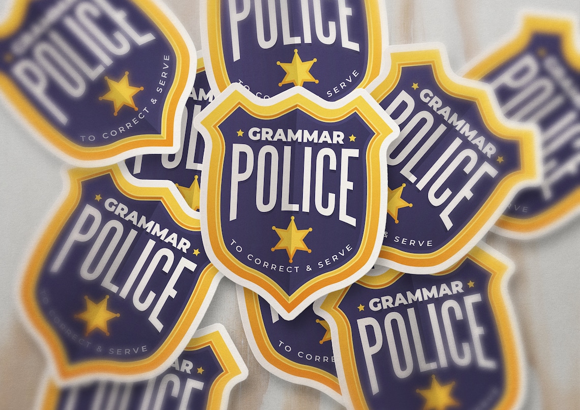 Grammar Police Badge Sticker Grammar Police Decal to Serve | Etsy
