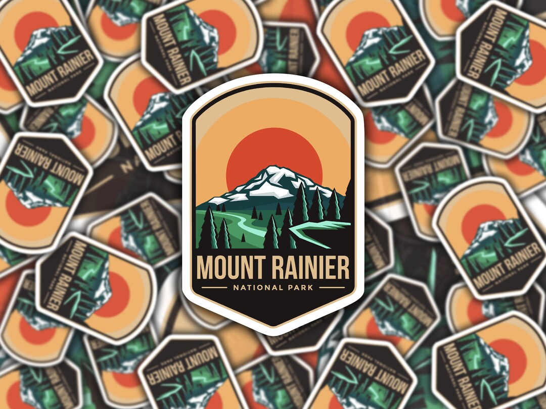 Mount Rainier National Park Badge Sticker, US National Parks Decal ...