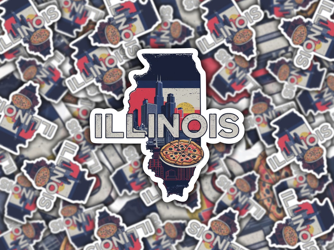 Illinois State Retro Travel Souvenir Design Sticker, IL Keepsake, Love ...