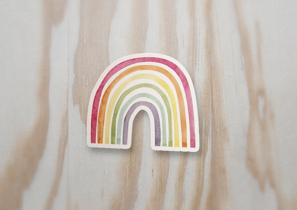 Rainbow Sticker Watercolor Sticker Waterproof Vinyl Sticker - Etsy