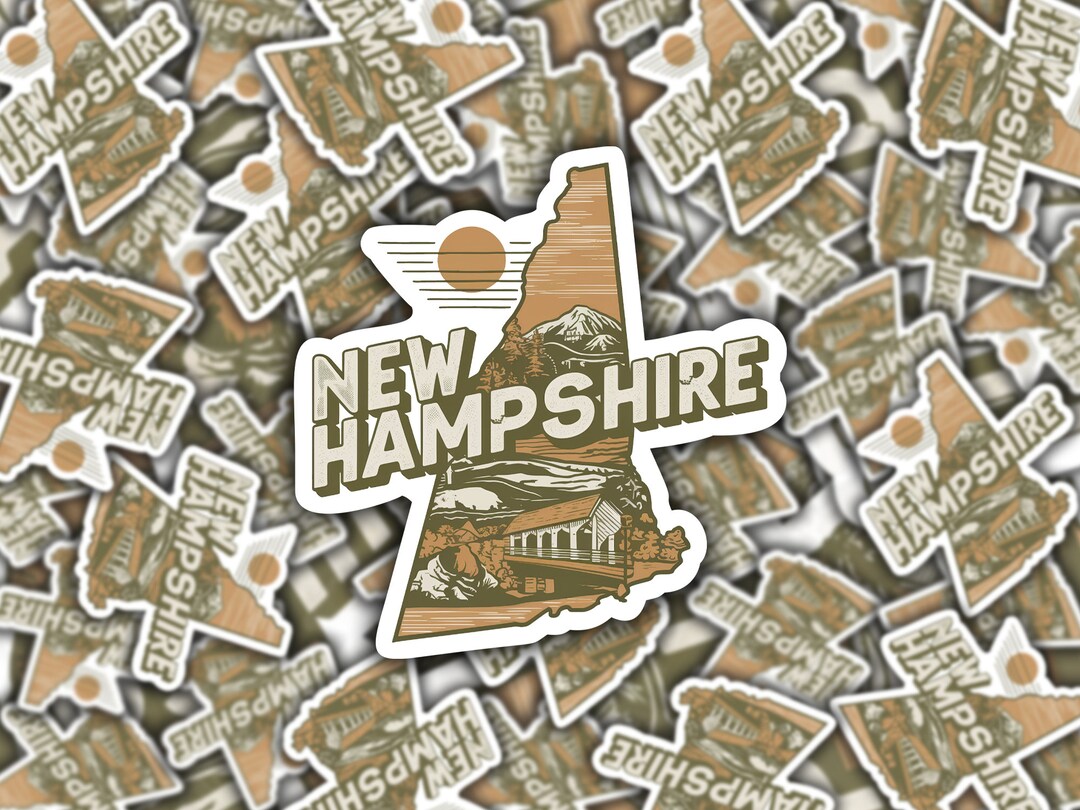 New Hampshire State Retro Travel Souvenir Design Sticker, NH Keepsake ...