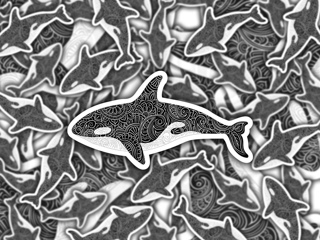 Zentangle Orca Sticker, Killer Whale Decal, Artistic Whale, Waterproof ...