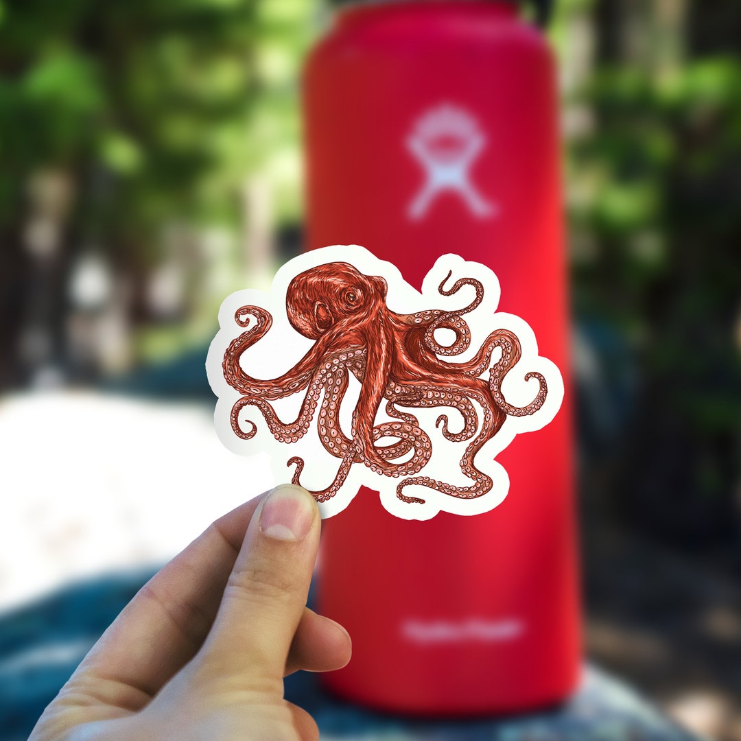 Watercolor Octopus Sticker, Release the Kraken Decal, Waterproof Vinyl ...
