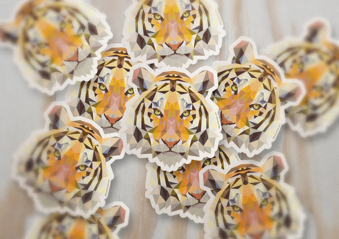 Geometric Tiger Sticker Kaleidoscope Tiger Face Decal King - Etsy