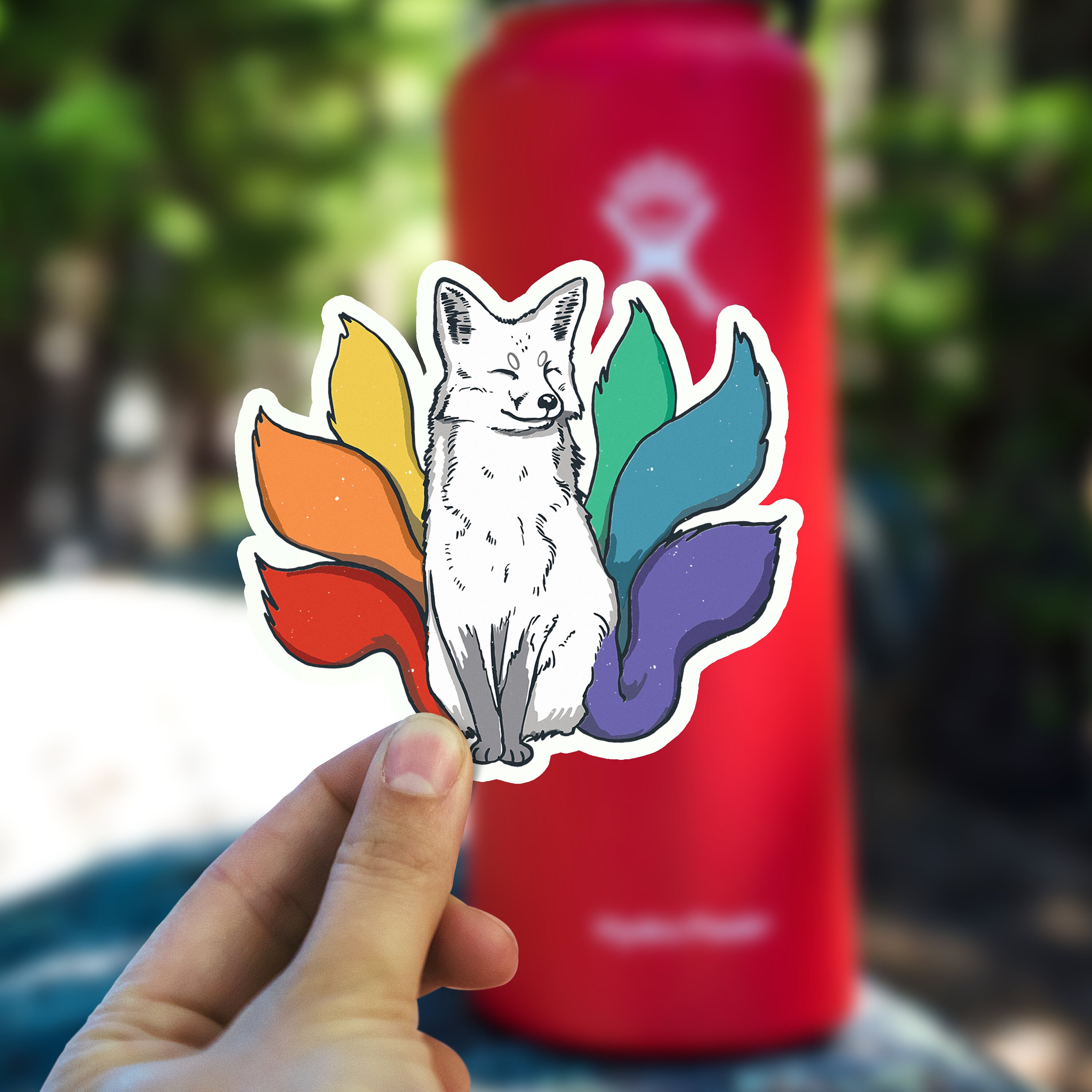 Rainbow Kitsune Sticker Japanese Fox Anime Waterproof Vinyl - Etsy