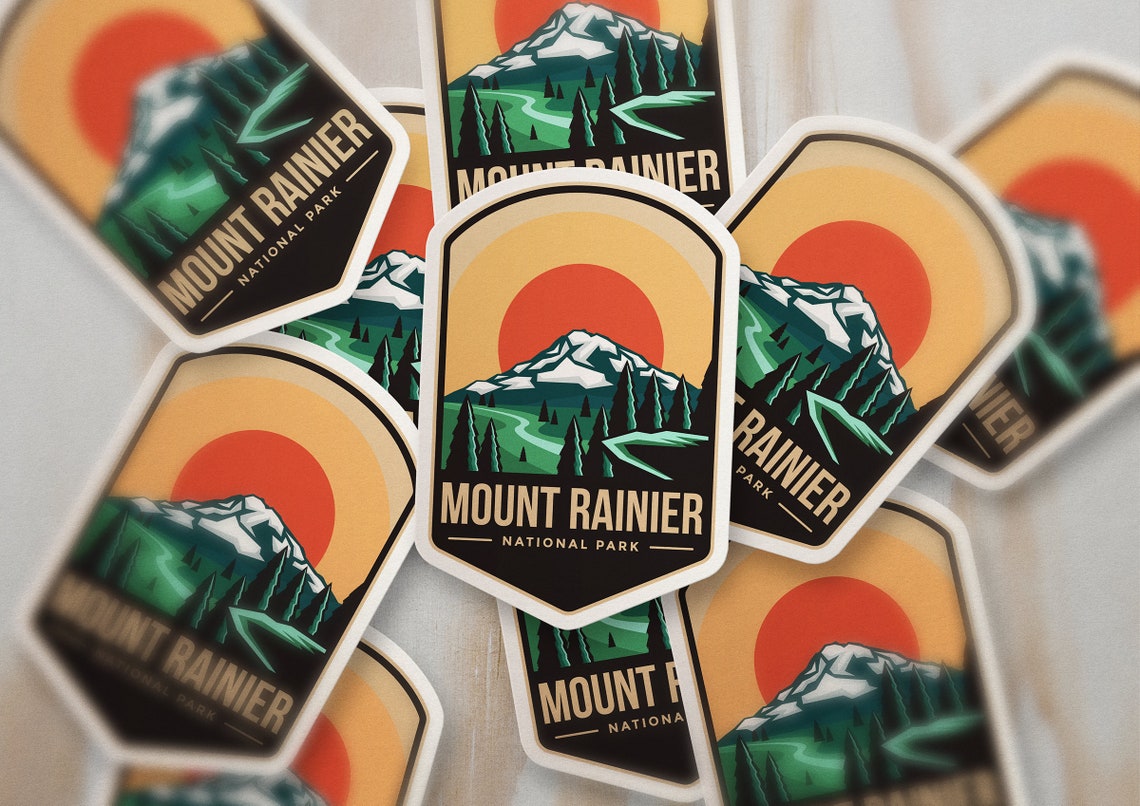 Mount Rainier National Park Badge Sticker US National Parks - Etsy