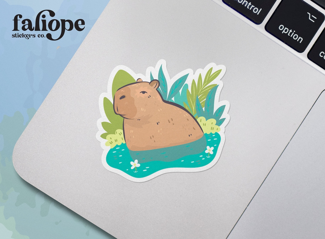 Cute Capybara Sticker, Capy, Capybara in Water, Waterproof Vinyl ...