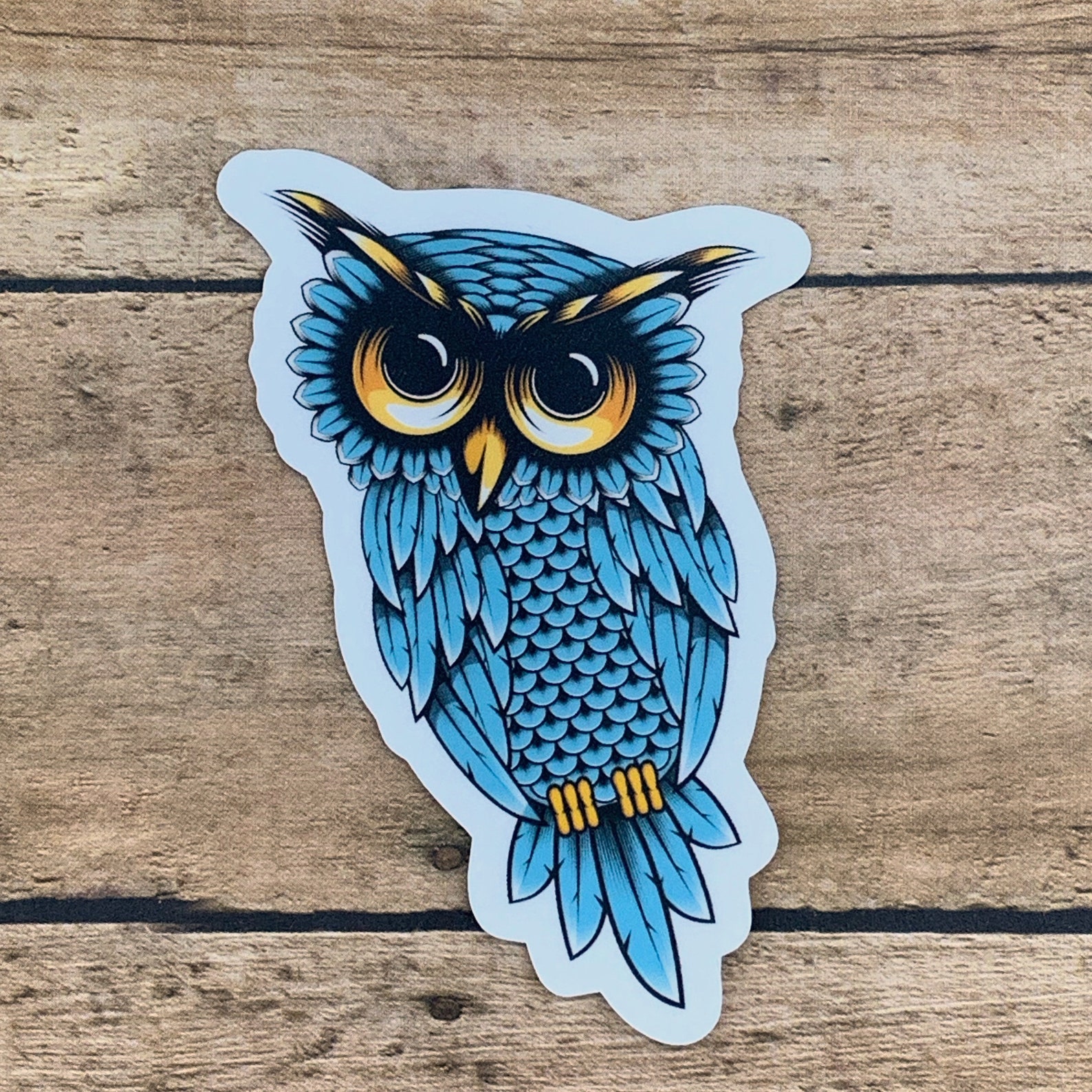 Teal Owl Sticker Aqua Owl Decal Waterproof Vinyl Sticker for - Etsy