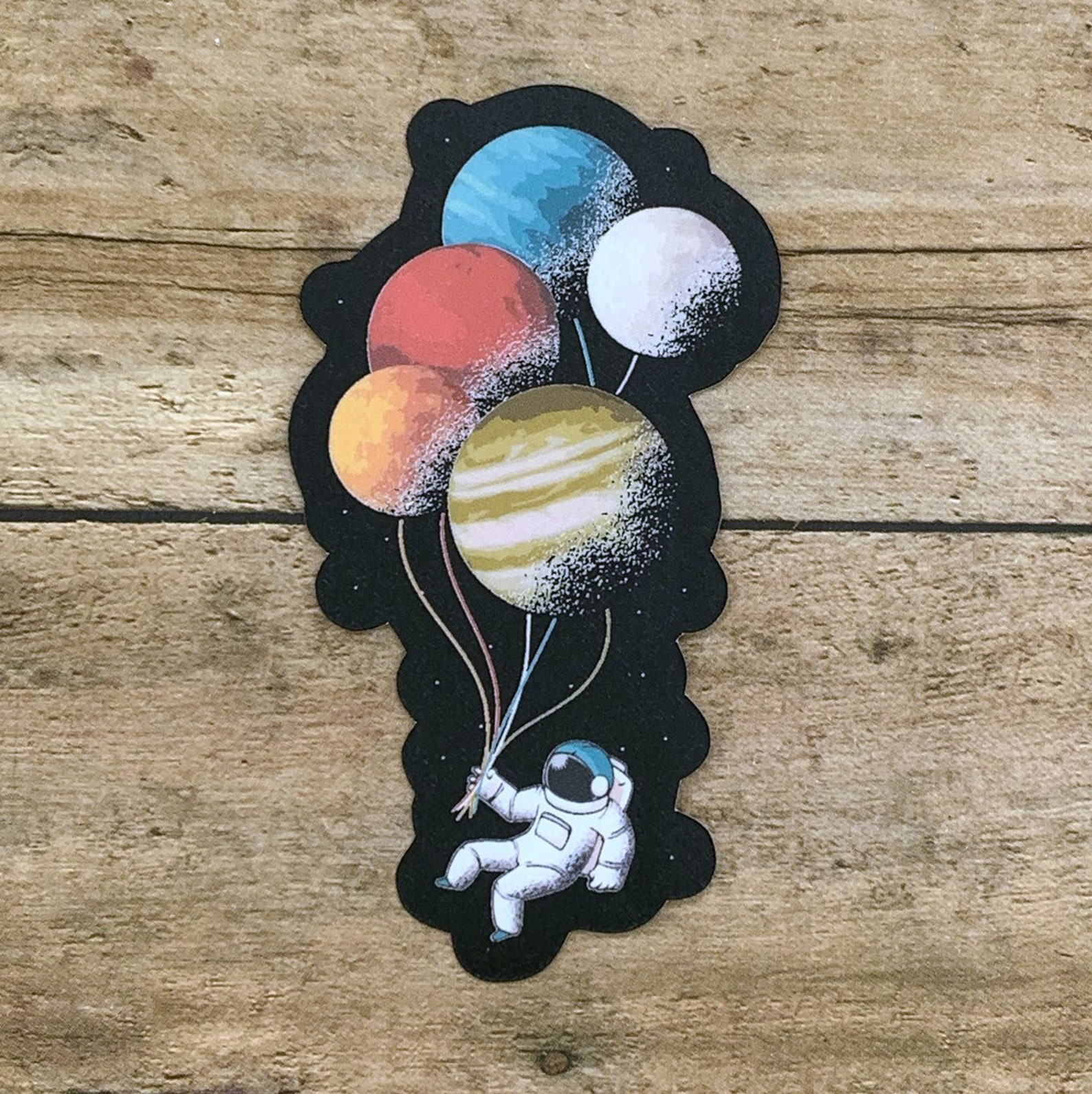 Astronaut With Planet Balloons Sticker Outer Space Decal - Etsy