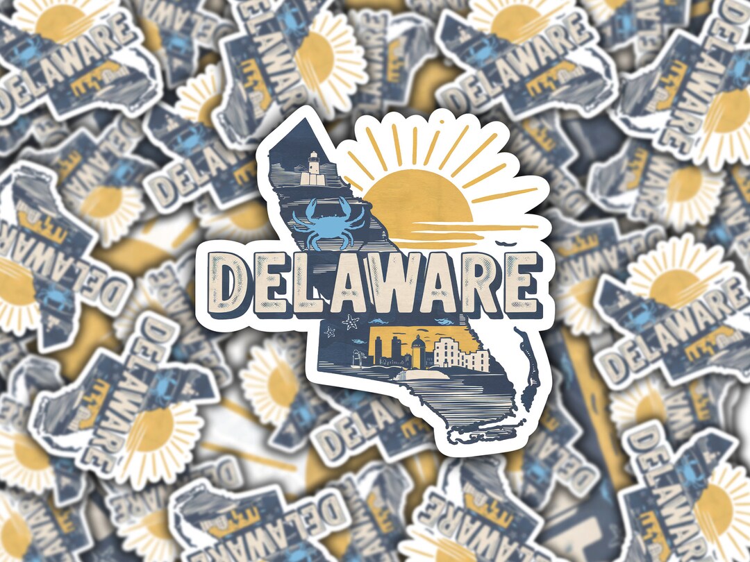 Delaware State Retro Travel Souvenir Design Sticker, DE Keepsake, Love ...